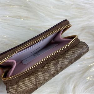 Coach | Bags | Coach Small Trifold Wallet Signature Canvaspink | Poshmark